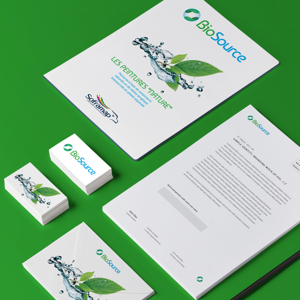 Communication BioSource : logo, documentation commerciale, packaging